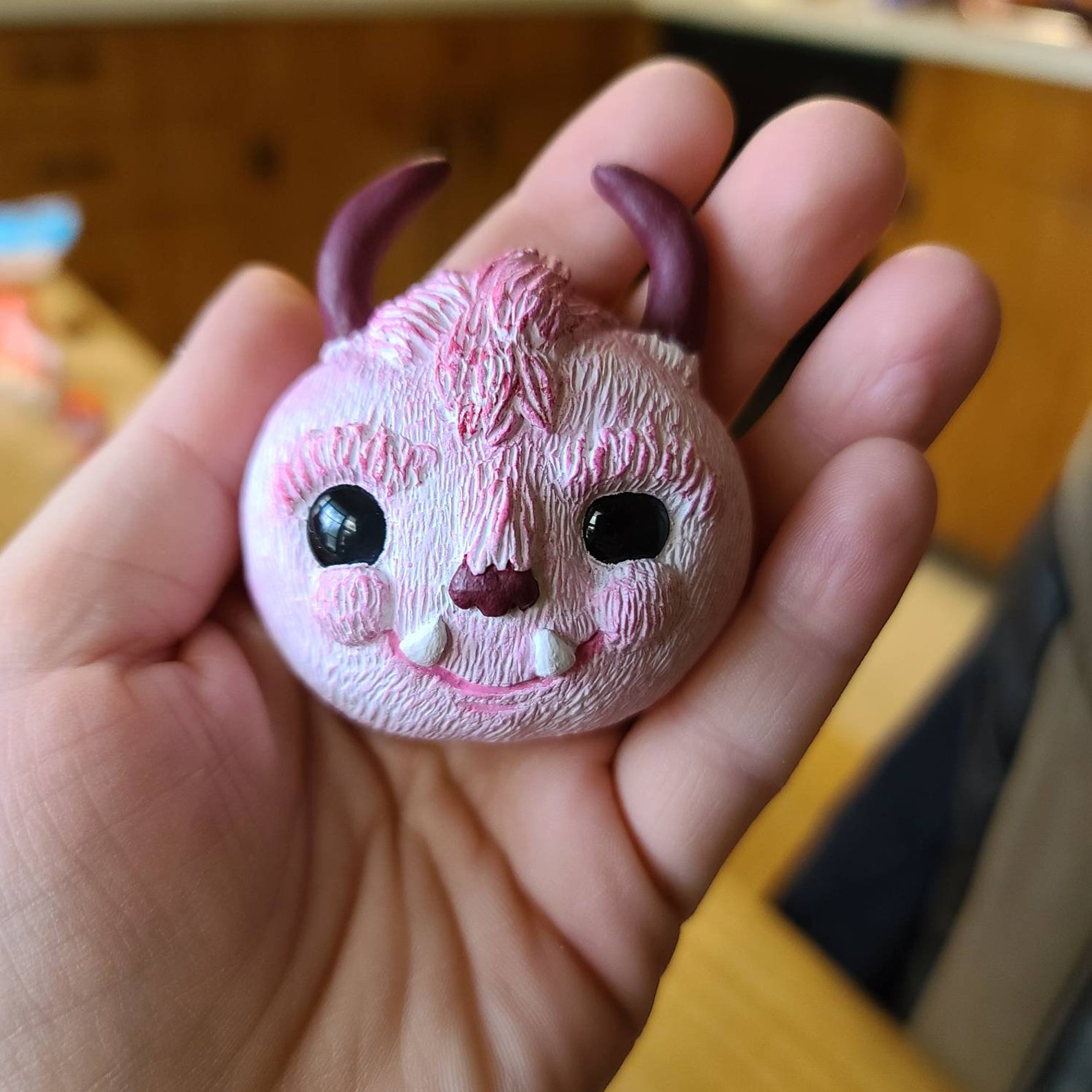 Pink Yeti Magnet Named magenta Handmade Clay Creature, Polymer Clay ...