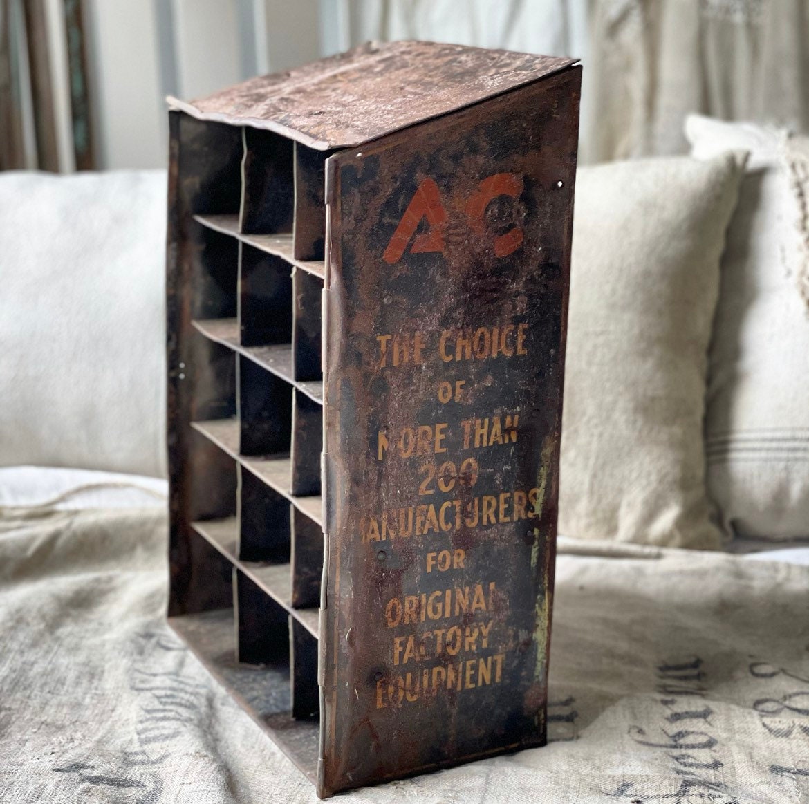 Vintage AC SPARK PLUGS cabinet/ metal display cubby/ workshop/ | Etsy