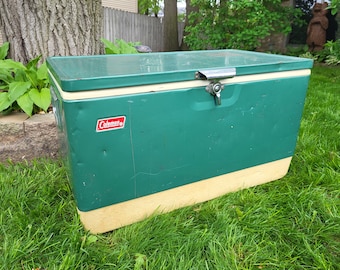 Vintage Coleman Green/white Metal Cooler Chest - Etsy