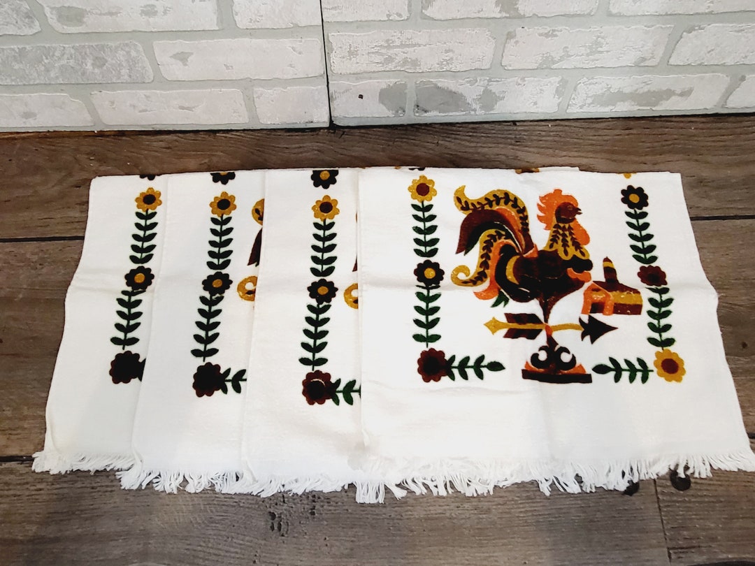 Set of 4 Vintage Chicken Rooster Hand Towels - Etsy