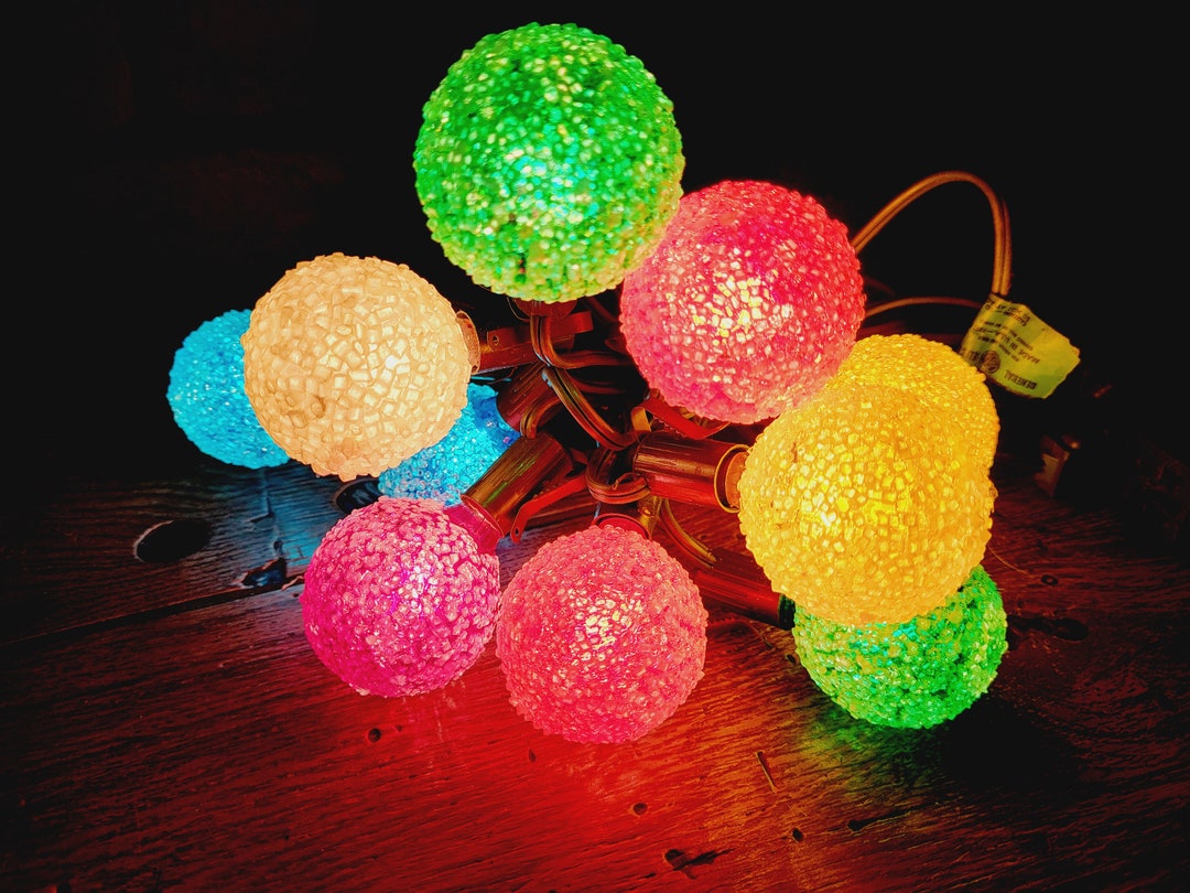 Vintage 10 Ice Glo Frosted Ice Light Strand - Etsy