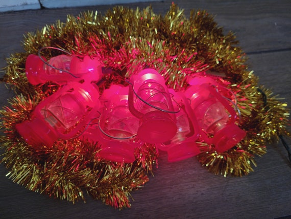 Vintage 10 Red Lighted Lanterns Christmas Lights String - Etsy