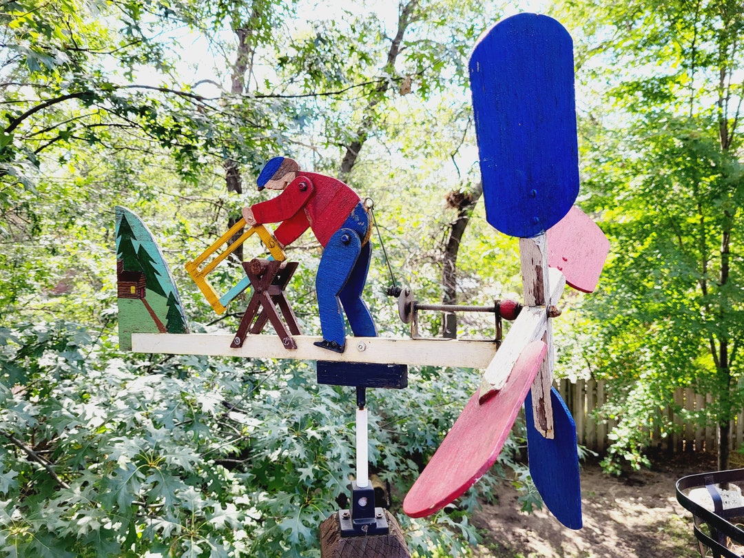 Vintage Lumberjack Forest Sawing Wood Whirligig - Etsy