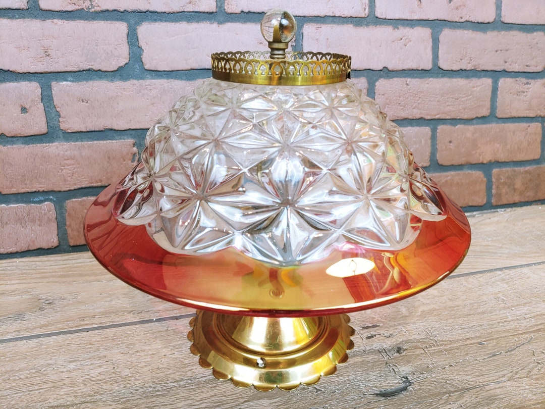 Red Cut Glass Light Ceiling Light Fixture - Etsy