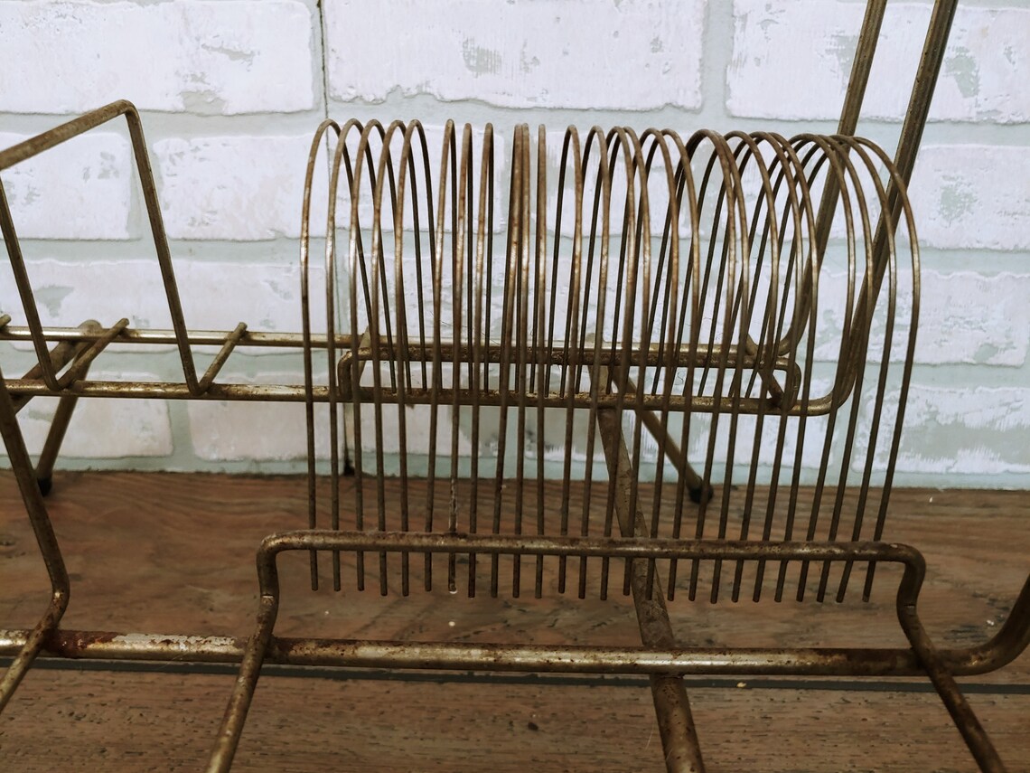 Mid Century Wire Record Rack Record Player Holder - Etsy