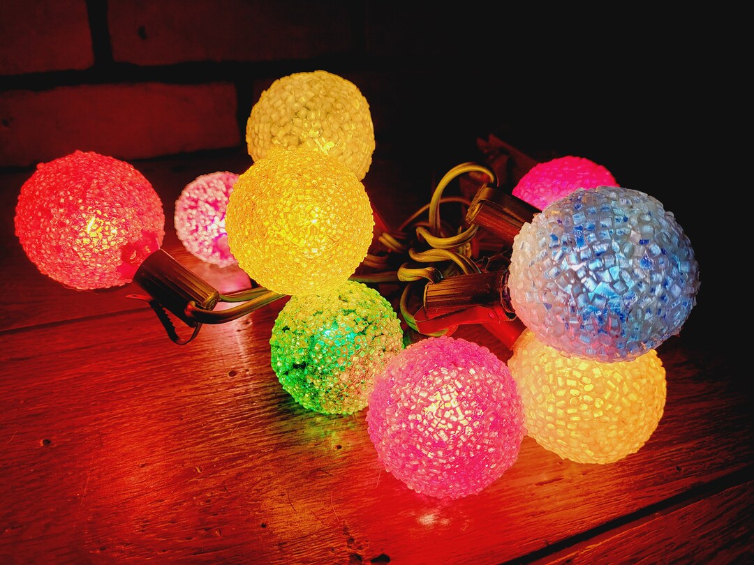 Vintage 10 Ice Glo Frosted Ice Light Strand - Etsy