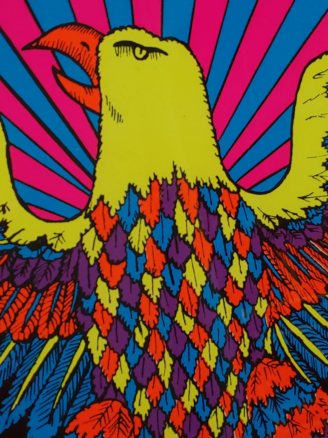 1970s Freedom Vintage Blacklight Poster Psychedelic Pin-up Eagle Fist ...
