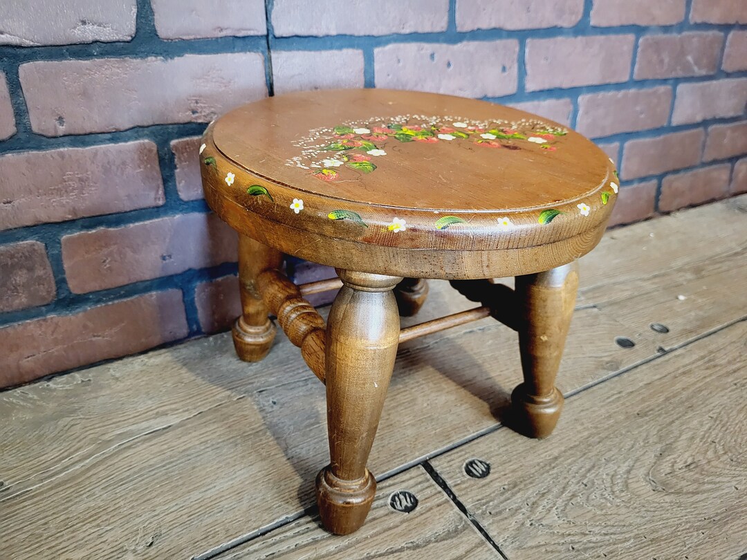 Mid Century Modern Wood Strawberry Ottoman/stool Milking Stool/step - Etsy