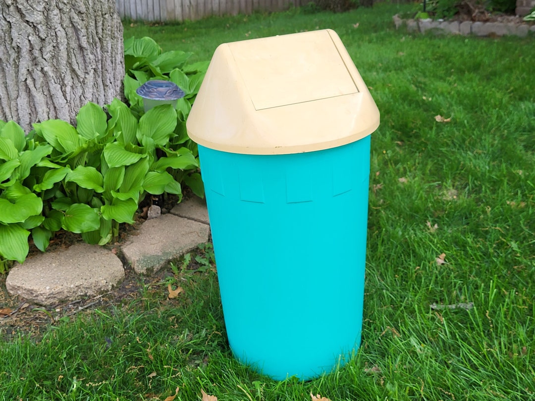 Vintage Turquoise and White Shamrock Neatway Trash Can - Etsy