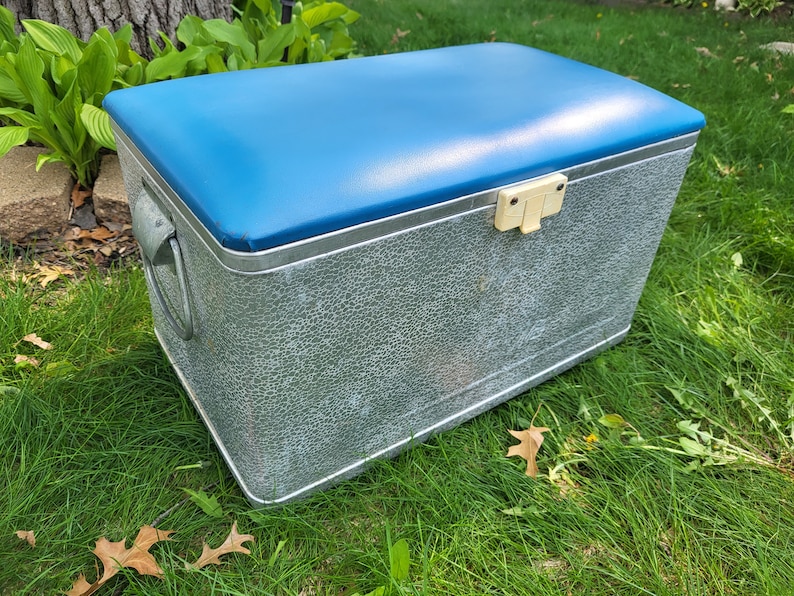 Retro Wards Westernfield Cronstroms Blue and Silver Metal Cooler - Etsy