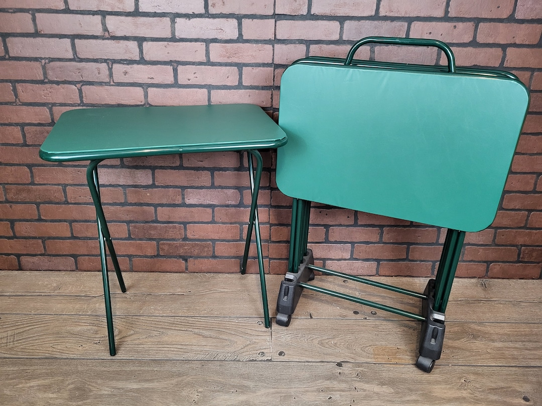 Cosco Set of 4 Green Vinyl Tv Trays Table W/ Wheeled Stand - Etsy