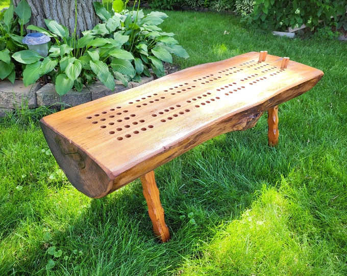 Vintage Large Log Table Cribbage Board - Etsy
