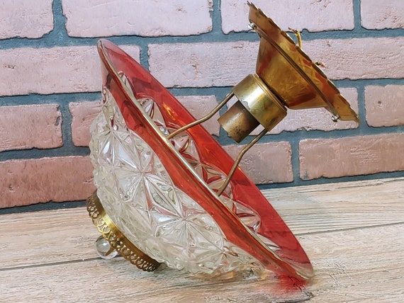 Red Cut Glass Light Ceiling Light Fixture | Etsy