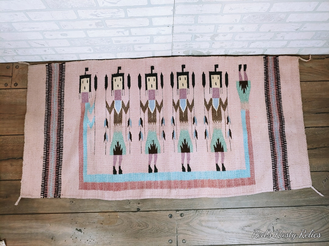 Pink Native American Indian Textile Navajo Yei Rug Hanging 59"x29.5" - Etsy