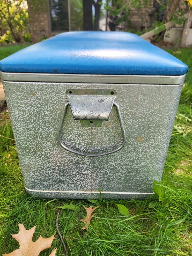 Retro Wards Westernfield Cronstroms Blue and Silver Metal Cooler - Etsy