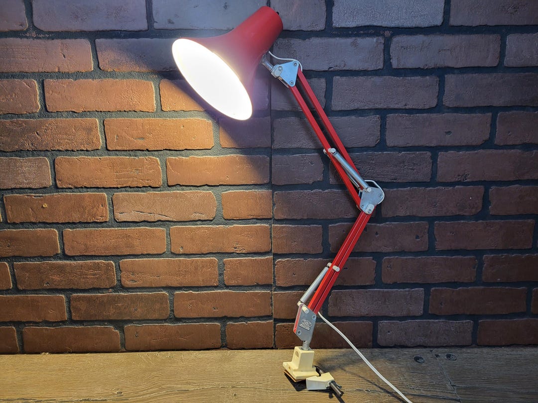 Postmodern Red Luxo Drafting Lamp Adjustable Vintage Clamp Light Task ...