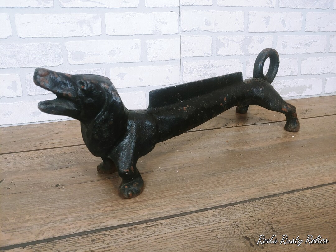 Vintage Cast Iron Black Dog Dachshund Basset Hound Boot Scraper Door ...