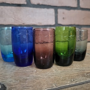 Vintage Korean Set of 5 Multi Color Shot Glasses Made in Korea - Etsy