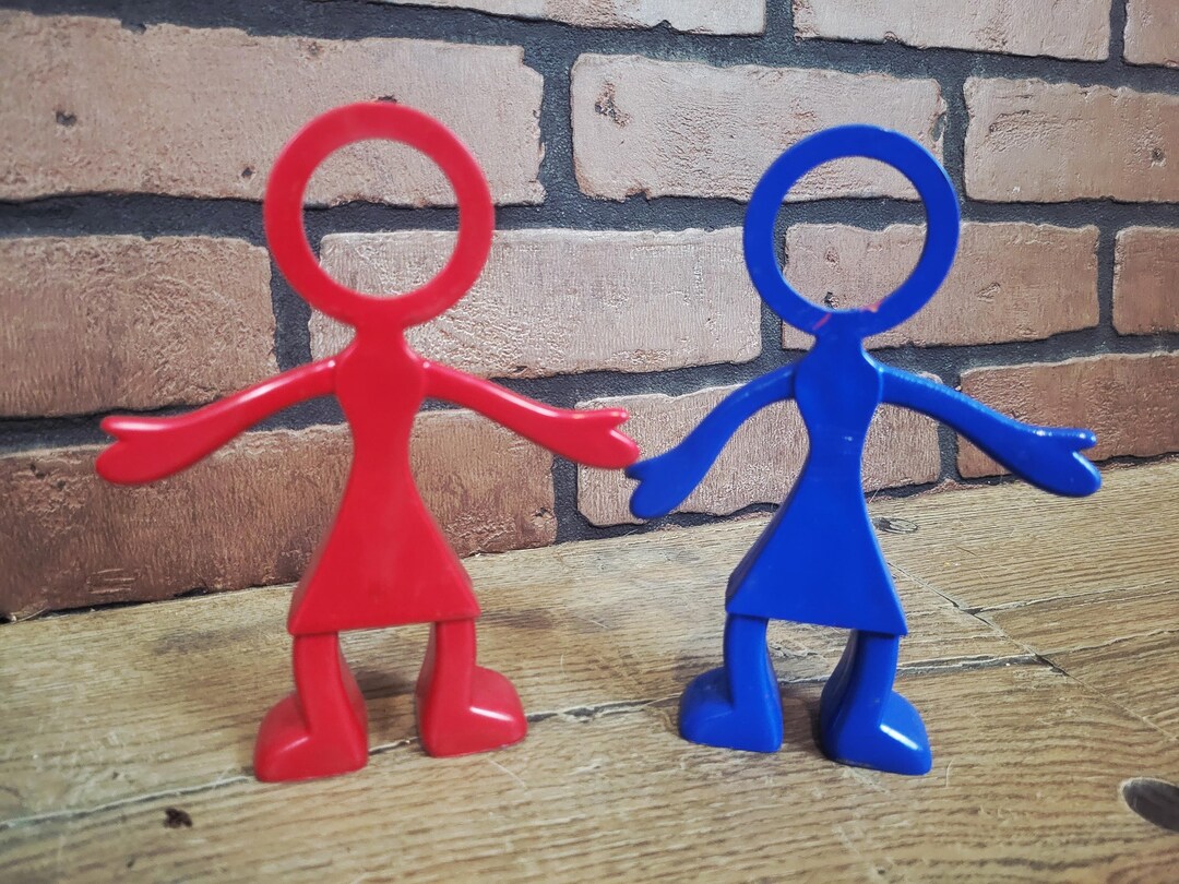 Vintage 1998 CBS Novelty Desk Toy Red and Blue Figures/picture Holder ...