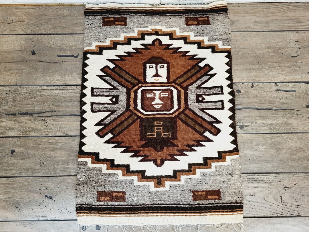 Vintage Hand-woven Ecuadorian Ecuador Textile Navajo Rug Tapestry ...