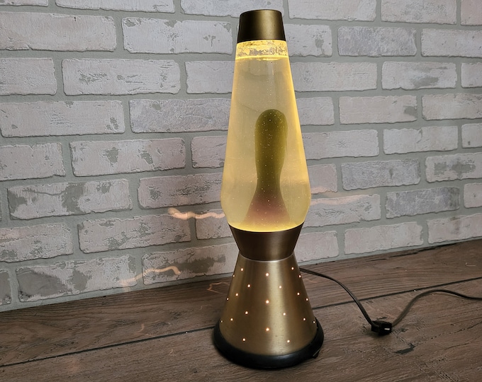 Groovy Mod Starlight Gold Lava Lamp With Light Green and Clear Lava - Etsy