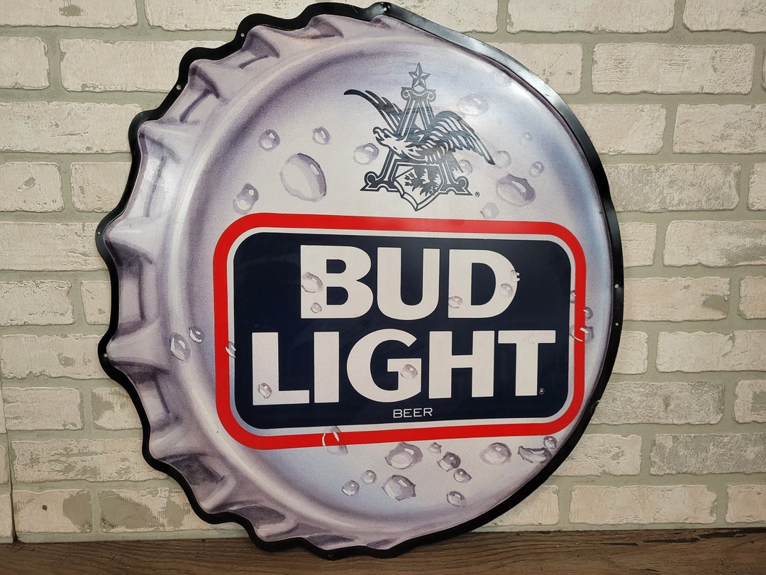 Vintage Bud Light Metal/aluminum Beer Cap Beer Sign - Etsy