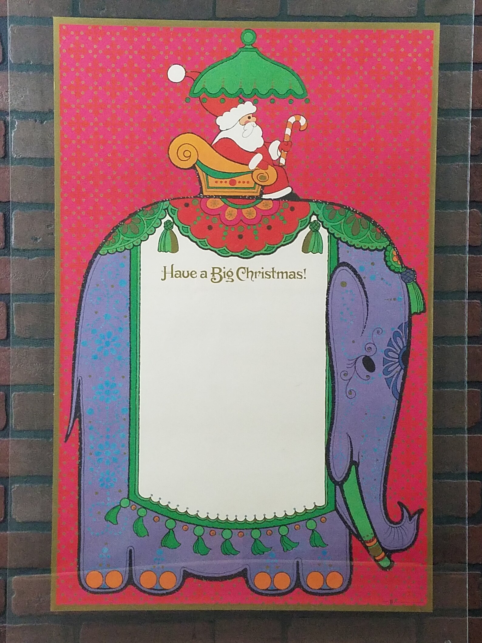 Have a Big Christmas Santa Riding an Elephant the Drawing Board 12-203 ...
