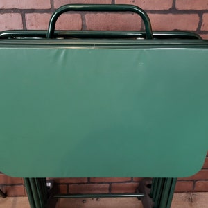 Cosco Set of 4 Green Vinyl Tv Trays Table W/ Wheeled Stand - Etsy
