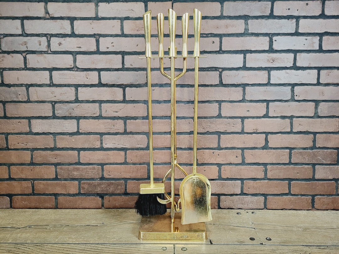 Brass Hollywood Regency Mid Century Fireplace Tool Set - Etsy