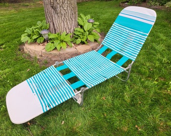 Vintage 90s Plastic Vinyl Jelly Tube Folding Adjustable Aluminum Lawn ...