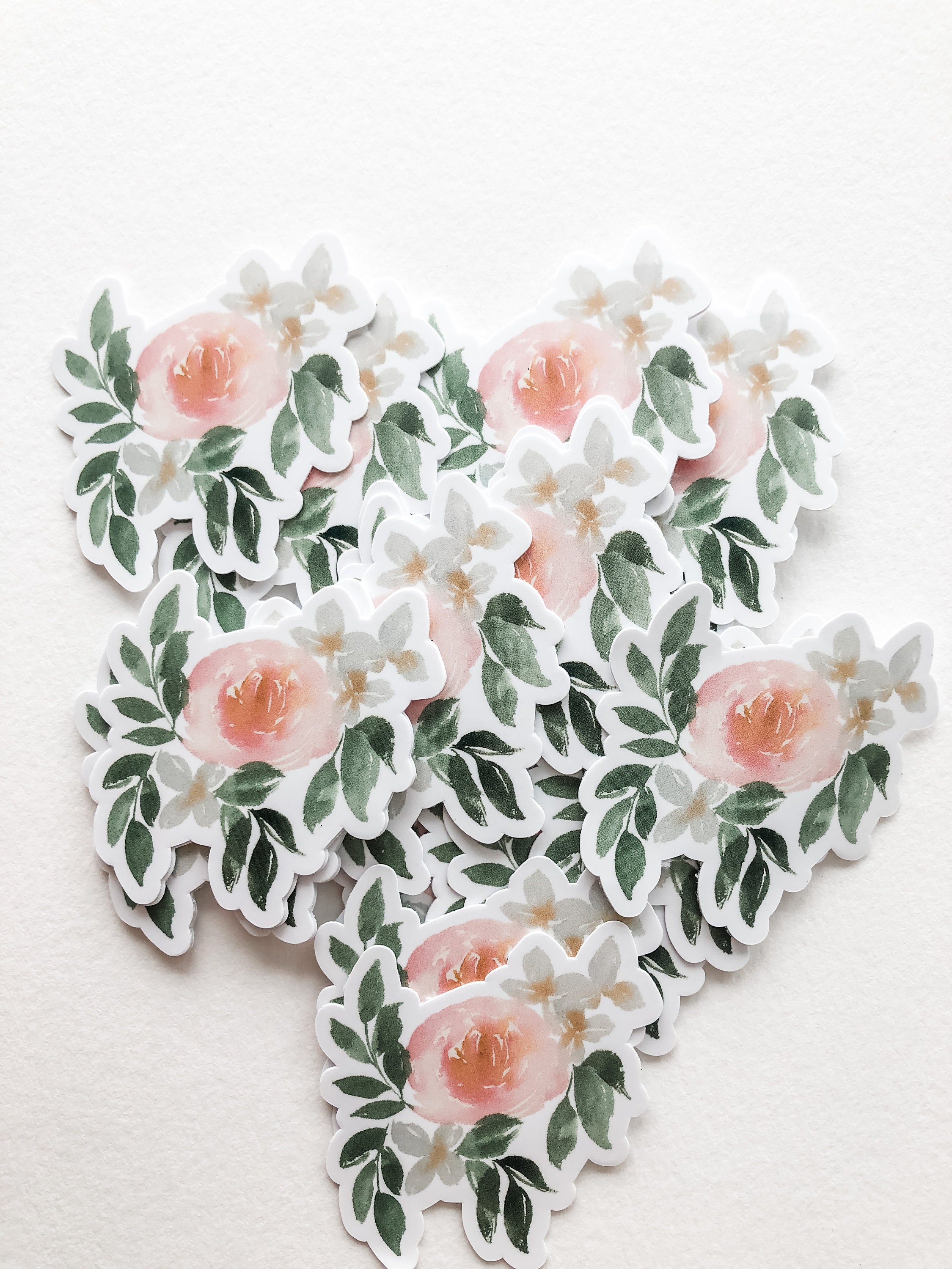 Watercolor Flower Vinyl Sticker Pink Floral Stickers Laptop - Etsy