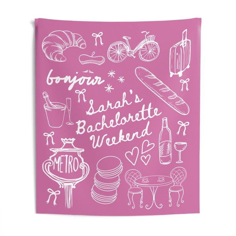 CUSTOM French Themed Bachelorette Party Wall Tapestry, Photo Booth ...