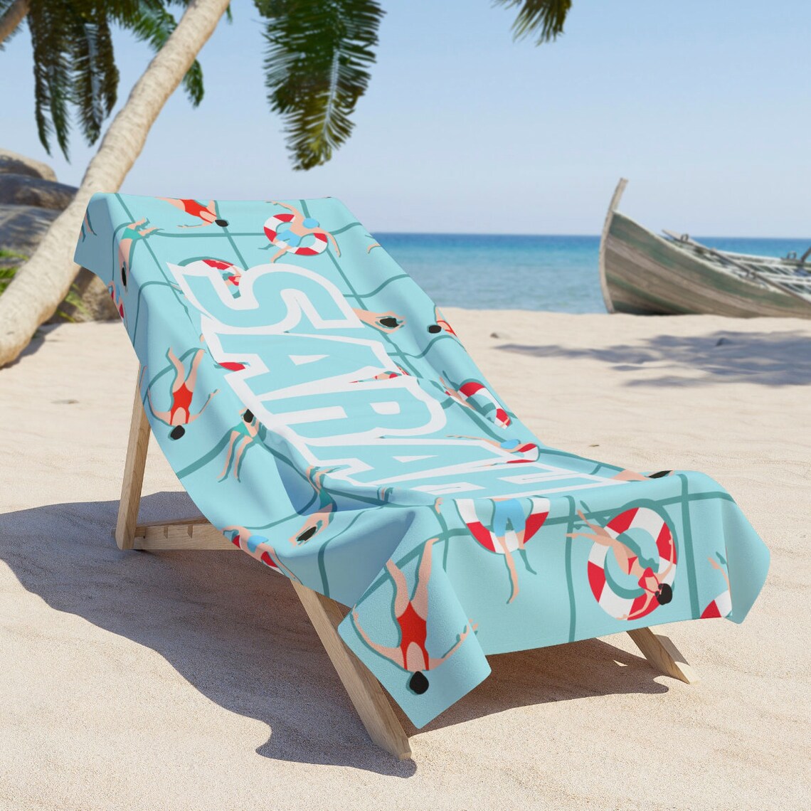 CUSTOM Name, Lifeguard Pool Party Bachelorette Beach Towel, Floaties ...