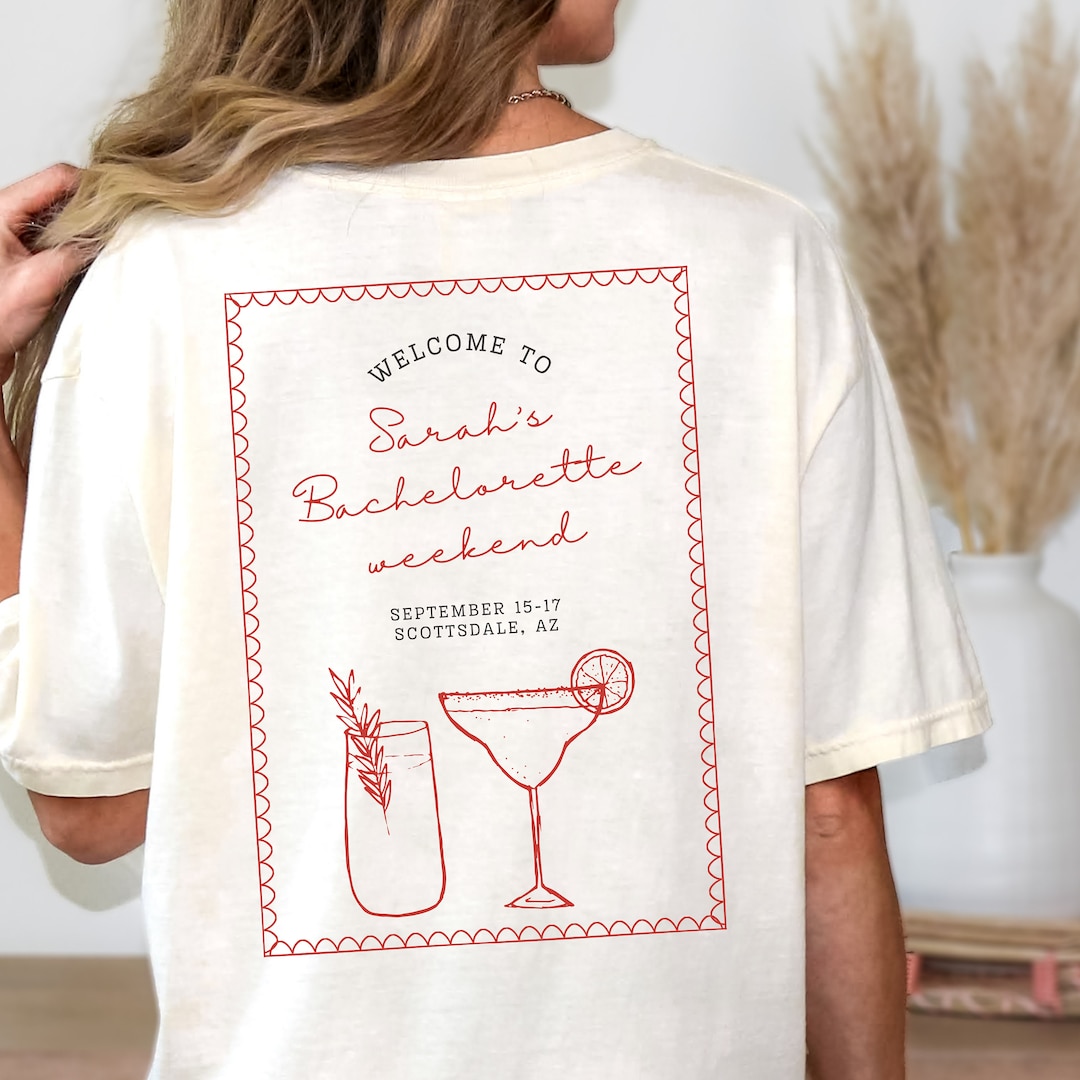 CUSTOM Cocktail Bachelorette Tee, Personalized Bachelorette Oversized T ...