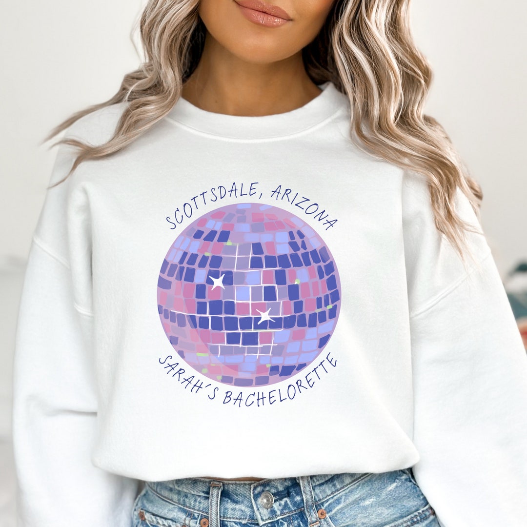 CUSTOM Purple Disco Ball, Personalized Bachelorette Party Sweatshirt - Etsy
