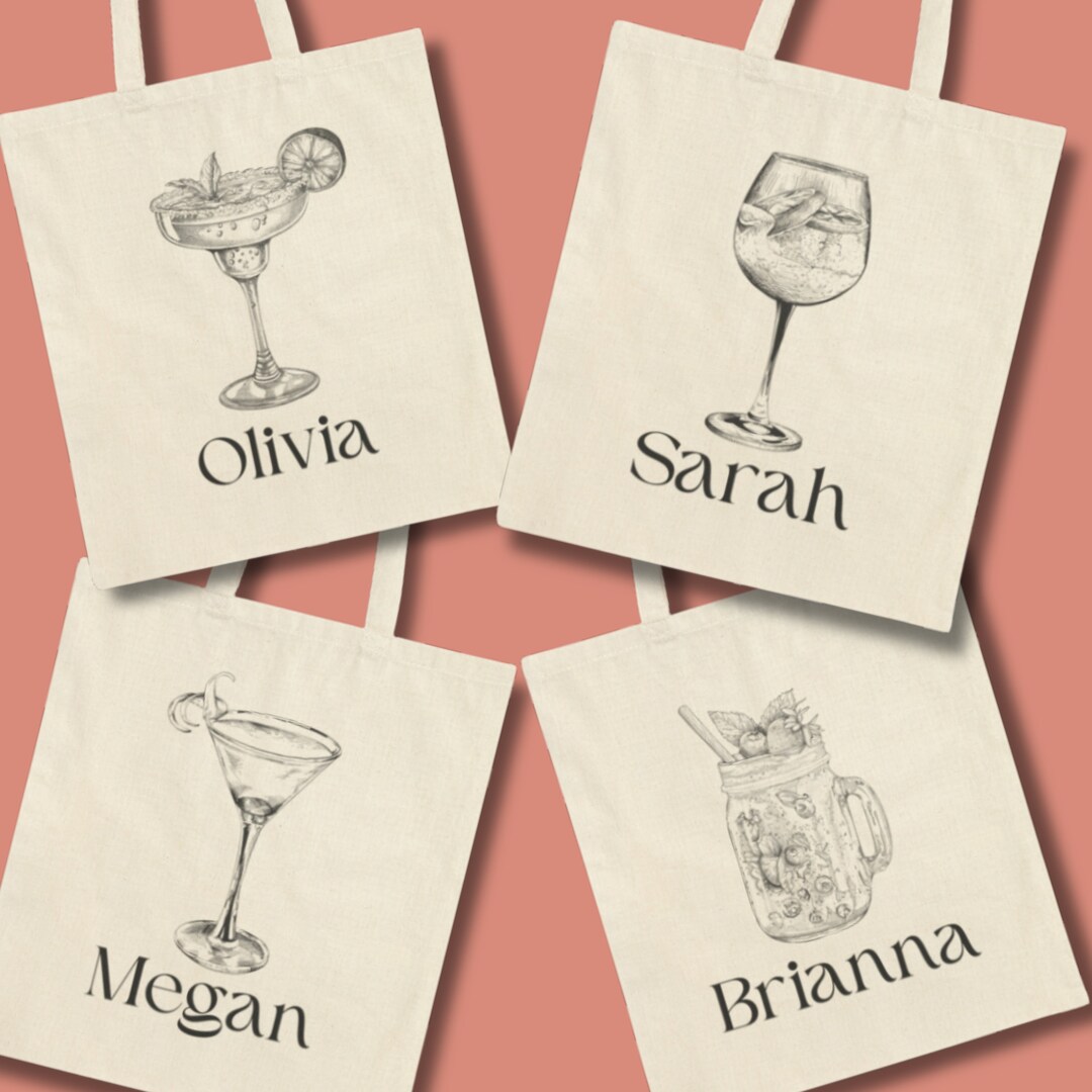 Custom Cocktail Bachelorette Party Tote Bag - Etsy