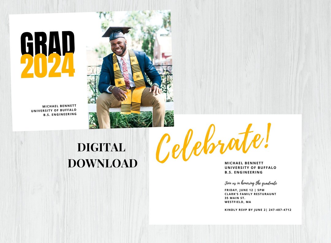 Grad Announcement, College Grad Photo Card, Graduation Party Invitation ...