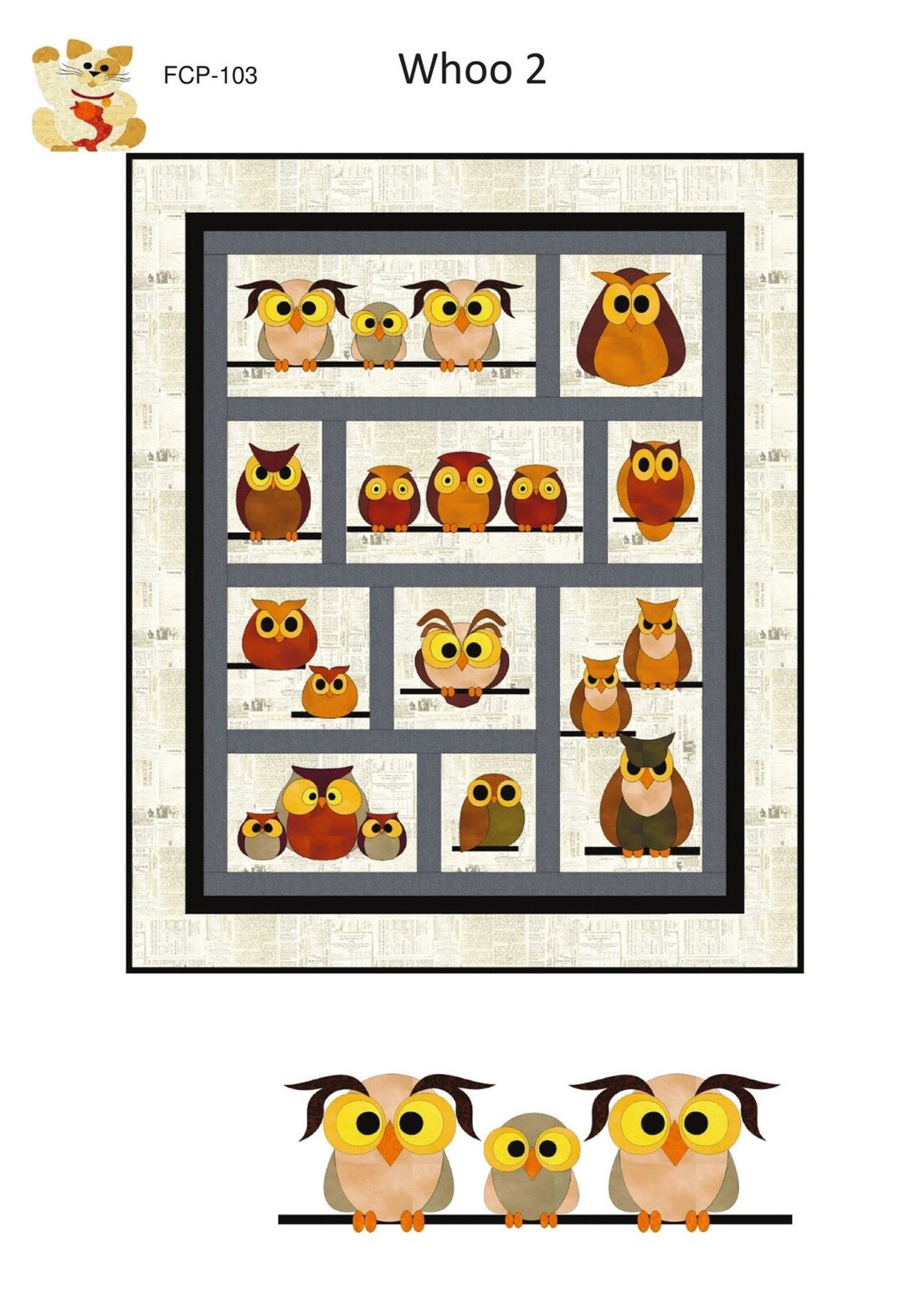 Whoo 2 *10-month Block of the Month Applique Quilt Pattern (complete ...