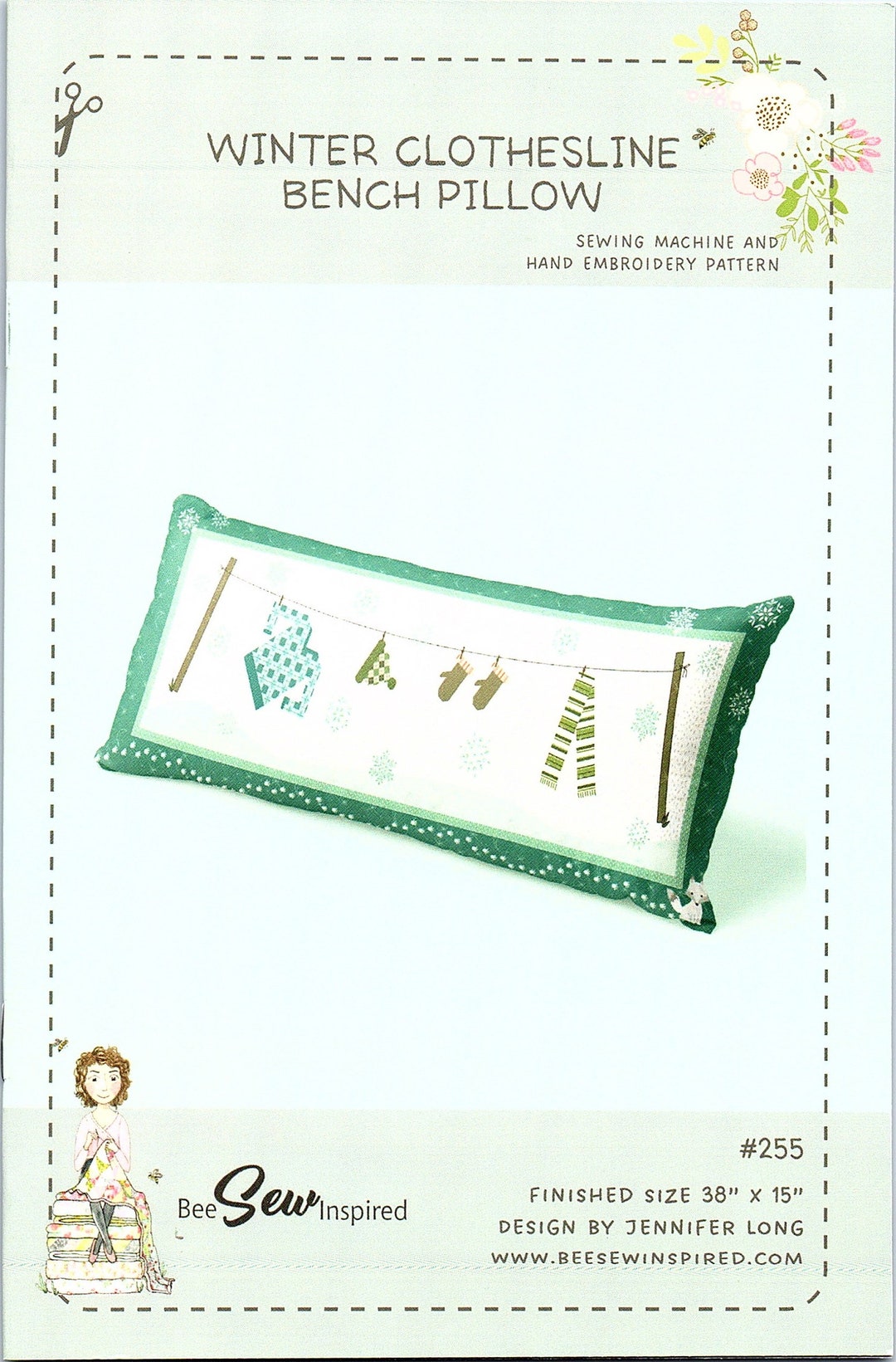 Winter Clothesline Bench Pillow Pattern *machine Embroidery Version* By ...