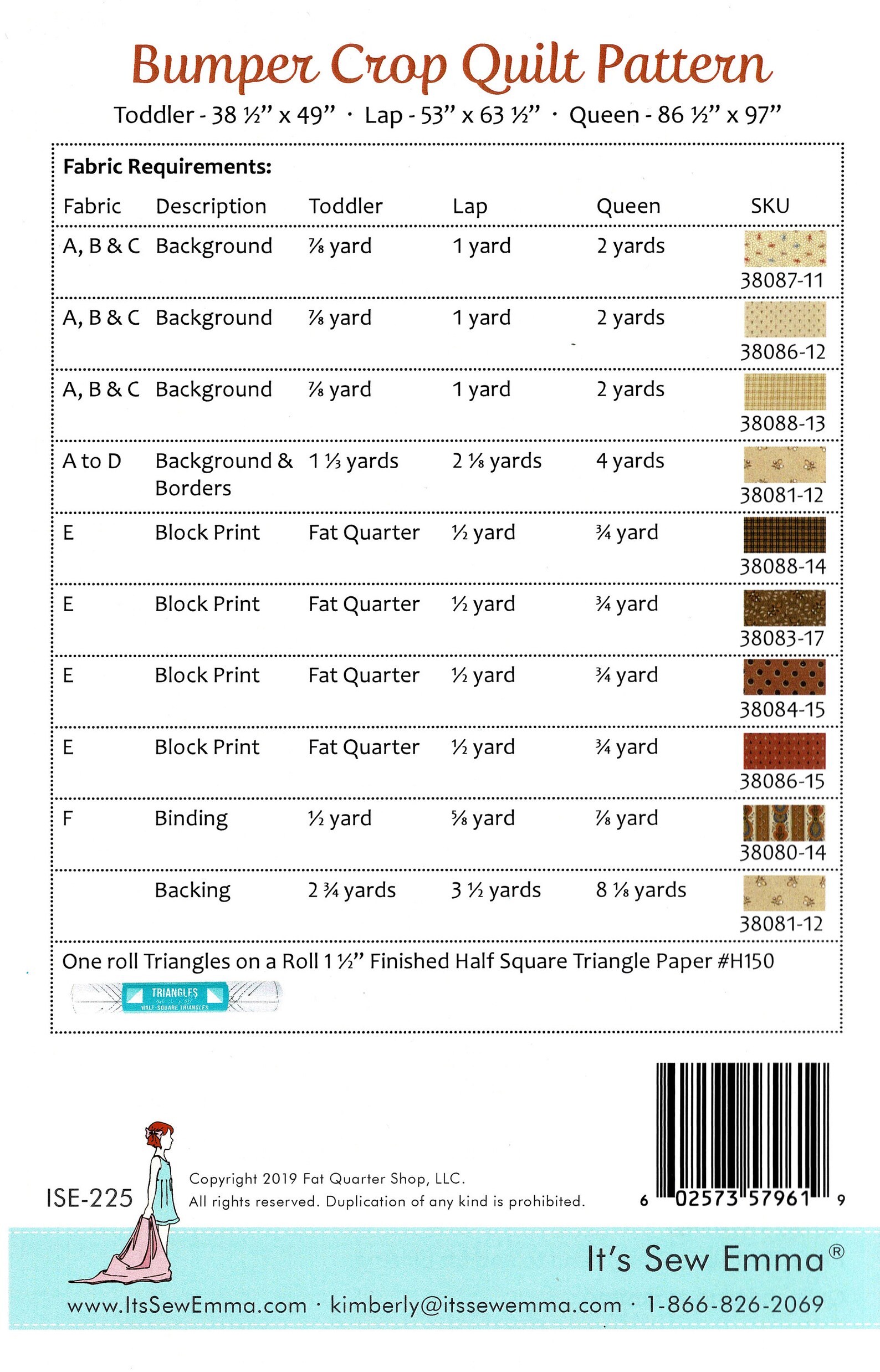 Bumper Crop quilt Pattern From: It's Sew Emma - Etsy