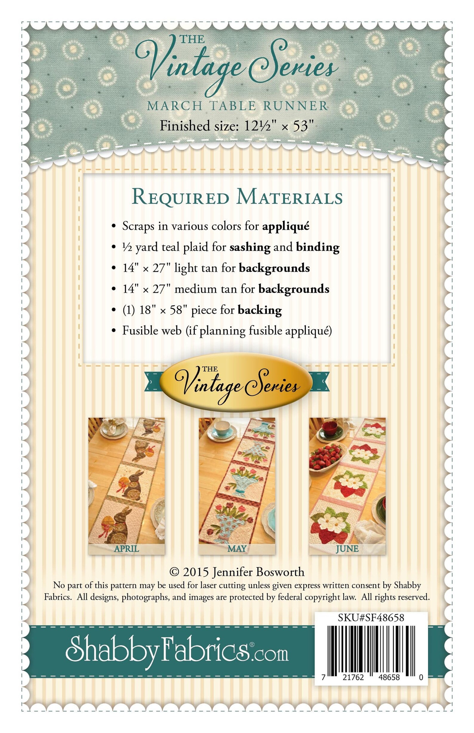 The Vintage Series: March Table Runner applique Sewing - Etsy