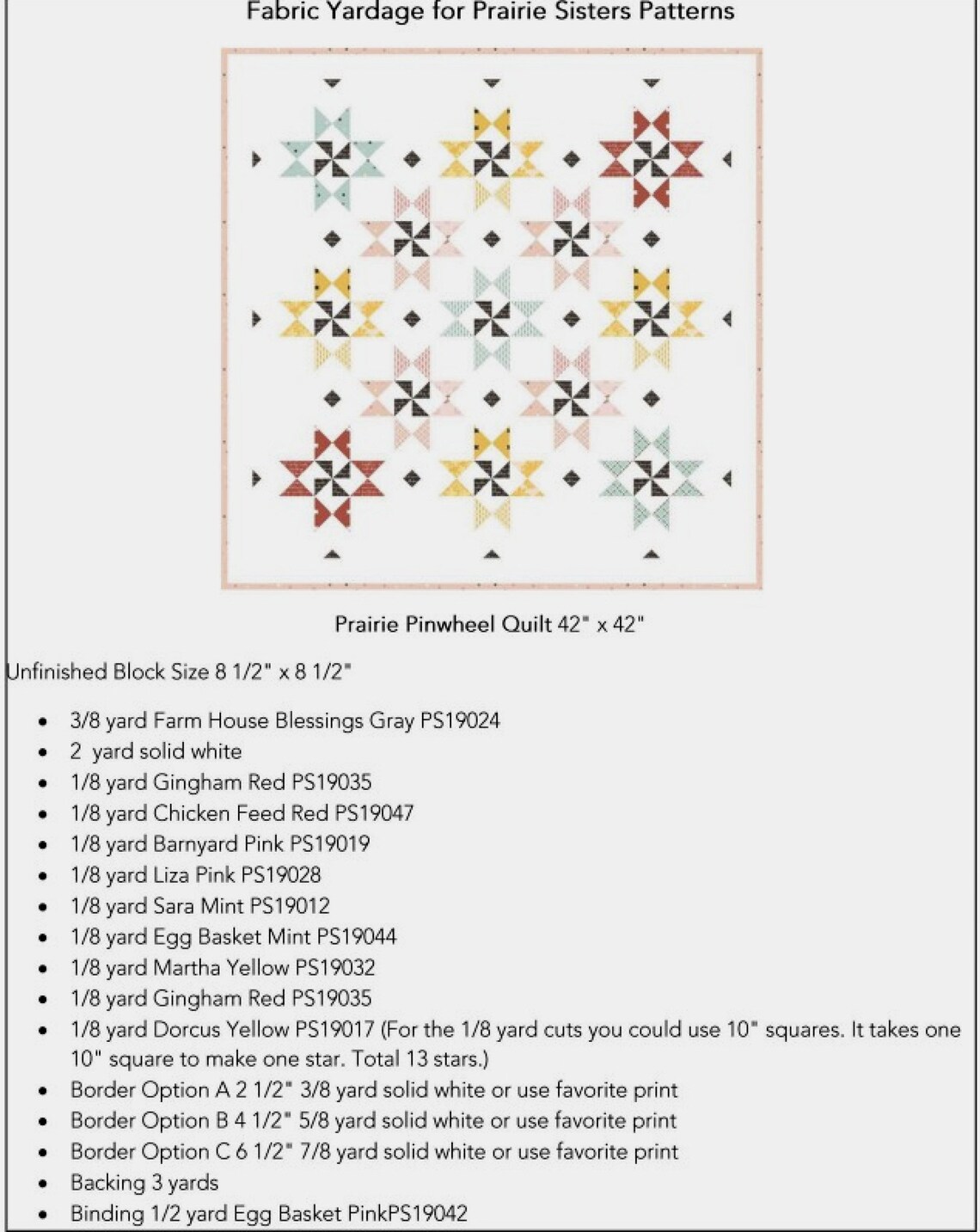 Prairie Pinwheel quilt Pattern From: Poppie Cotton - Etsy