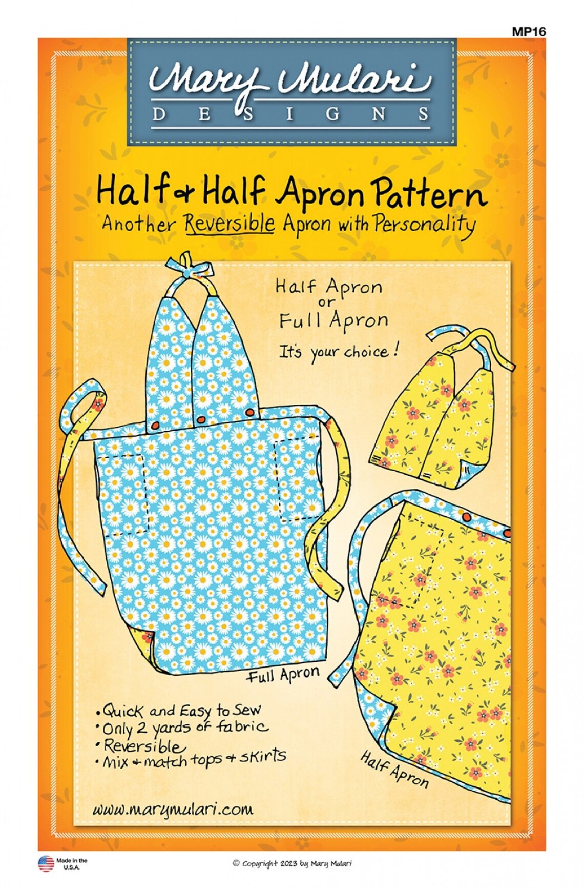 Half & Half Apron Pattern sewing Pattern From: Mary Mulari - Etsy