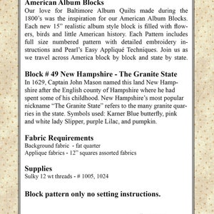 American Album Blocks New Hampshire 49 pattern From: P3 - Etsy