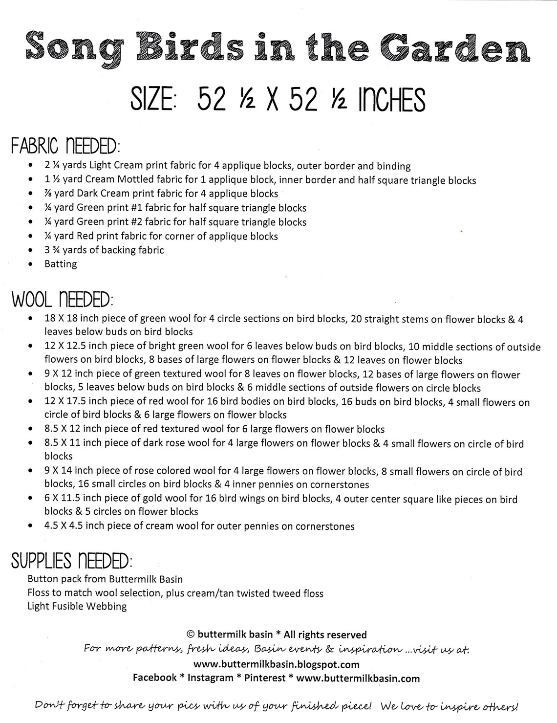 Song Birds in the Garden appliqué Quilt Pattern From: | Etsy