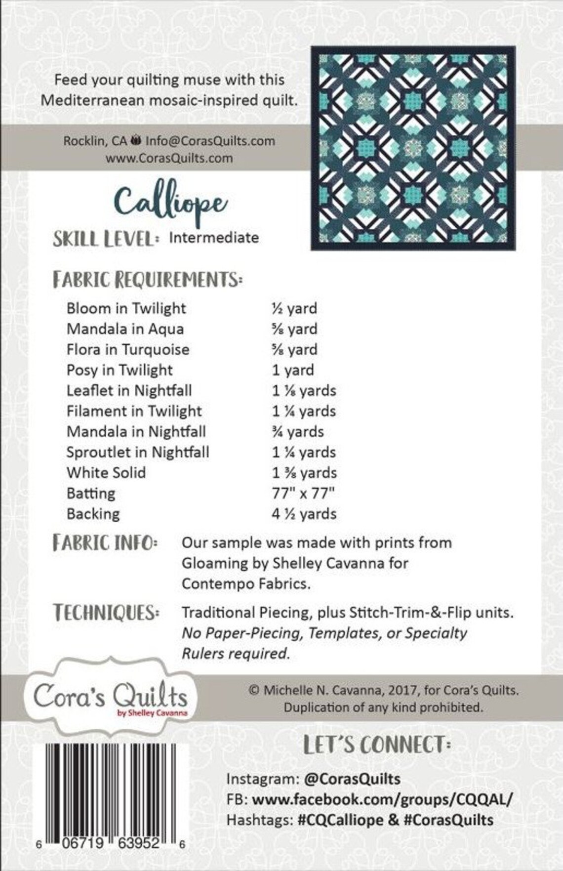 Calliope quilt Pattern By: Shelley Cavanna Cora's | Etsy