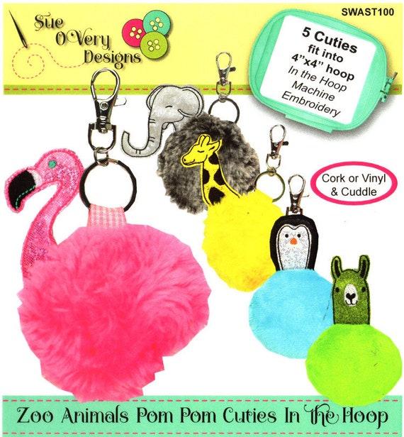 Zoo Animals Pom Pom Cuties in the Hoop machine Embroidery CD - Etsy