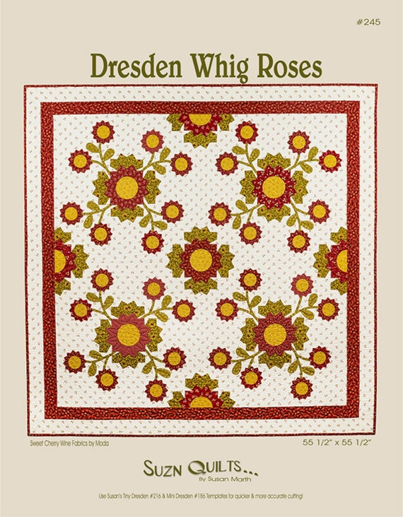Dresden Whig Roses applique Quilt Pattern From: Suzn Quilts - Etsy