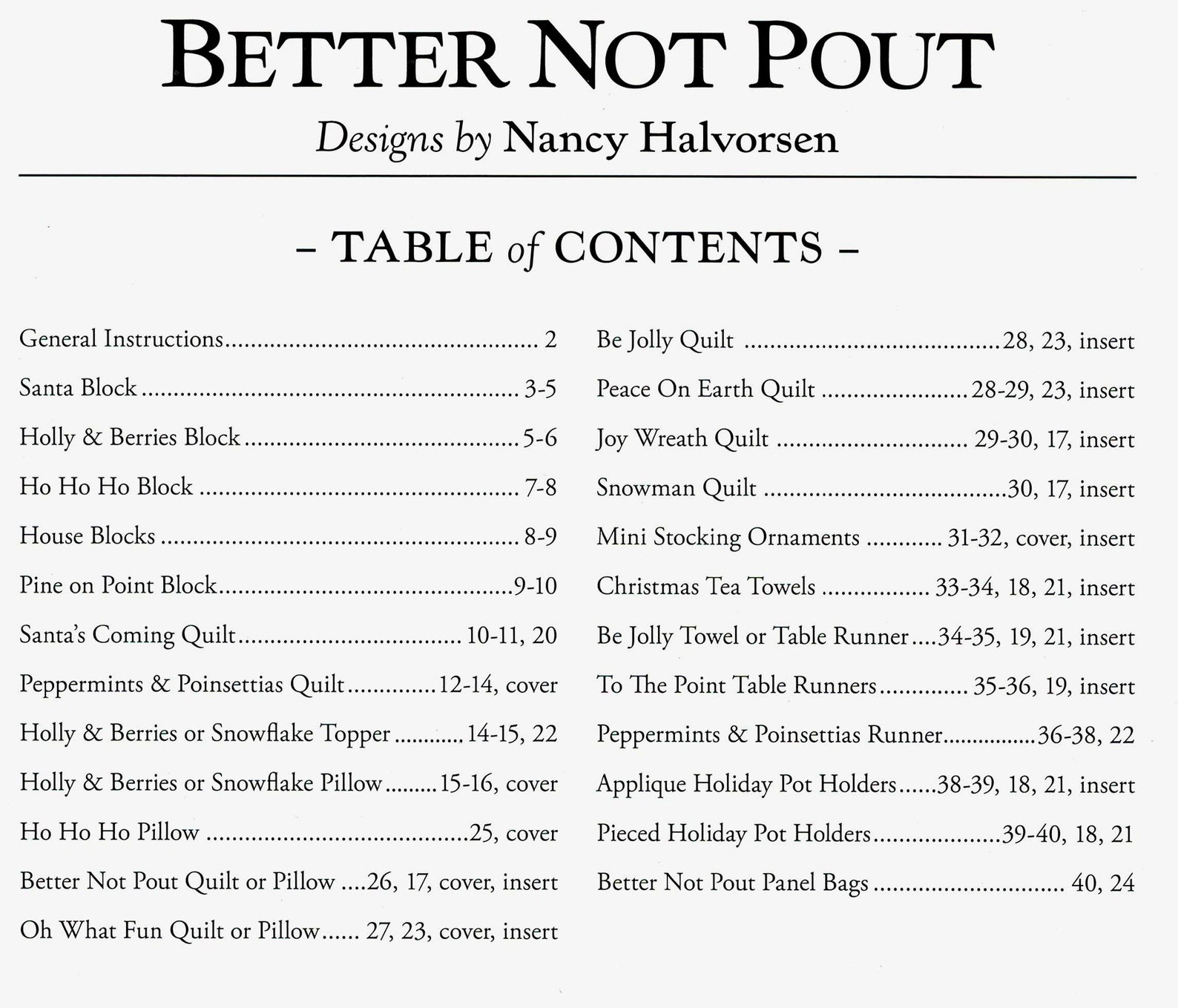 Better Not Pout softcover Project Book By: Nancy Halvorsen - Etsy