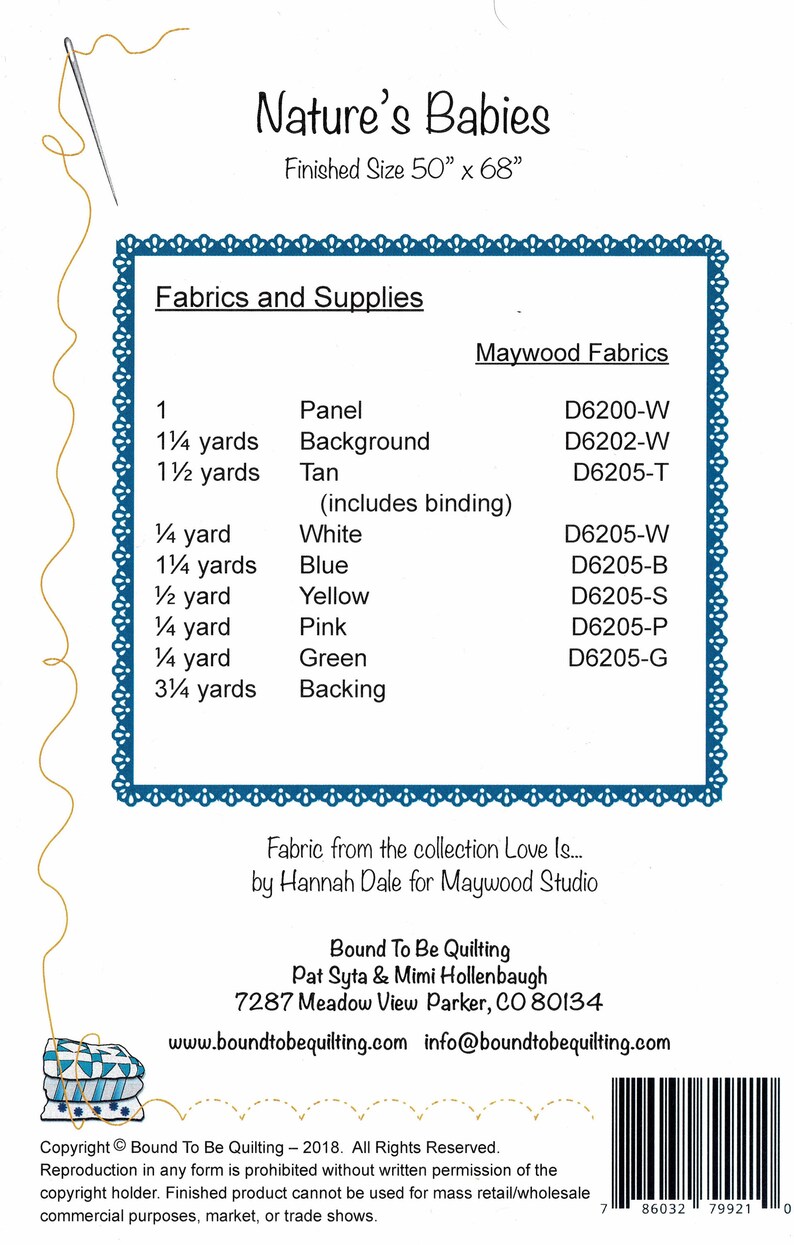 Nature's Babies panel Quilt Pattern From: Bound to Be - Etsy